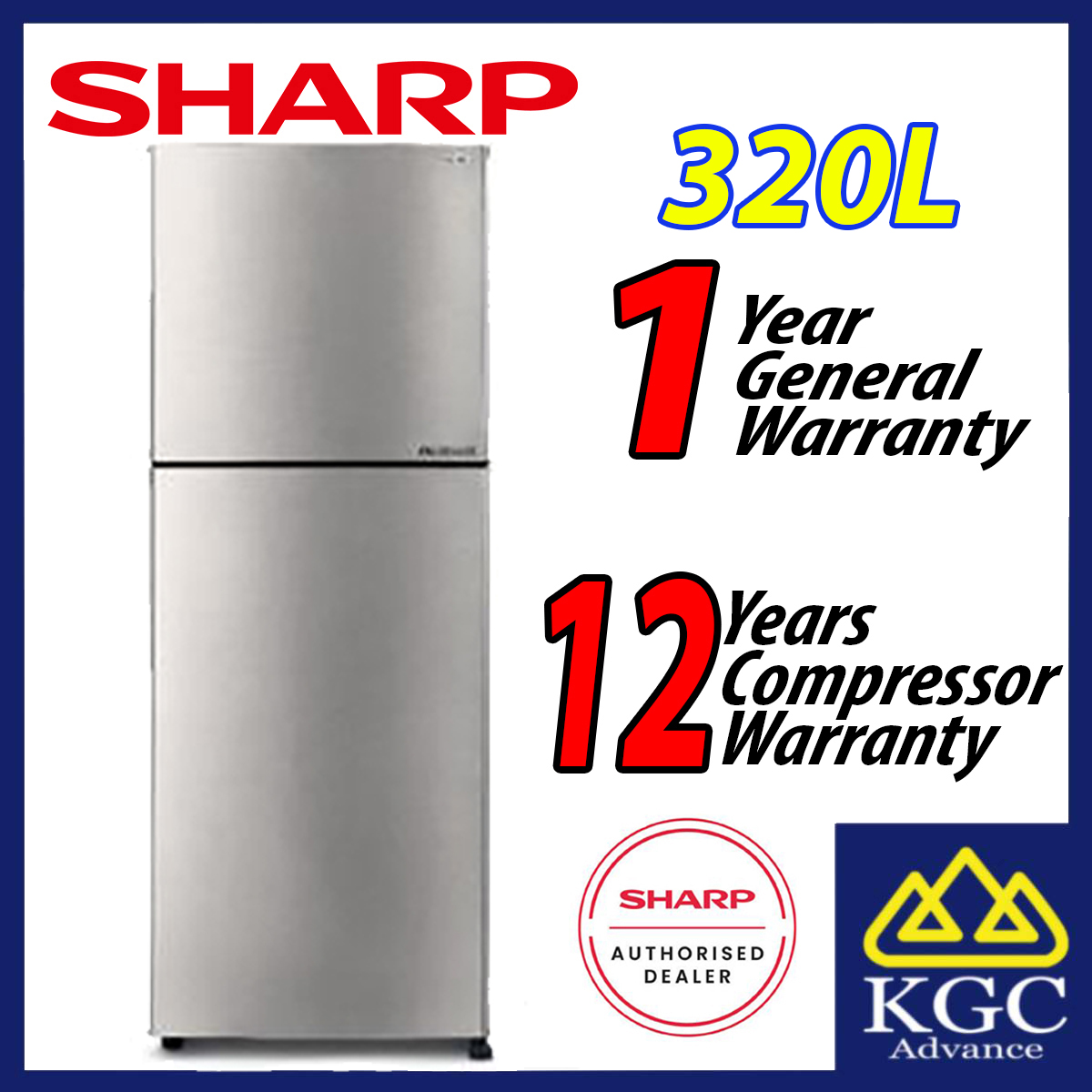 Sharp 320L Folio Refrigerator SJ3222MSS J-Tech Inverter Fridge - Khin Guan Corporation