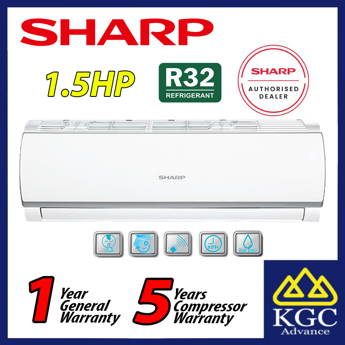 Sharp 1.5HP R32 Non-Inverter Air Conditioner AHA12WCD2 - Khin Guan ...
